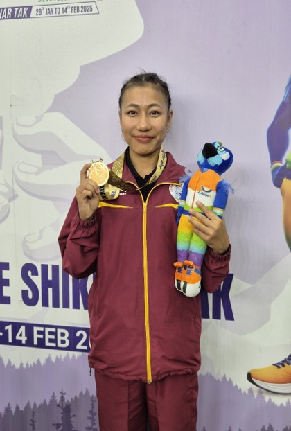 Yumlembam Echantombi Devi, BPES IV Semester won a Gold medal in Women’s Qiangshu (Wushu) at the ...
